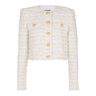 Balmain Kurze Tweedjacke - - Jackets - Damen - Wei&szlig; - XS