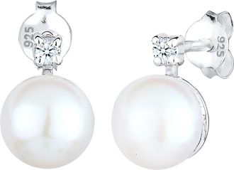 DIAMORE Elli DIAMONDS Earrings Earstuds with Elegant Freshwater Cultured Pearl and Diamond (0.06 ct.) in 925 Sterling Silver