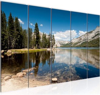 Runa Art Wandbild XXL Landschaft Berge Schlafzimmer Wohnzimmer 200 x 80 cm Blau 5 Teilig - Made in Germany - 606855a