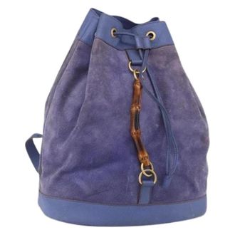 Gucci Pre-owned Wildleder Vintage Rucksack - - Pre-owned - Damen - Blau - ONE SIZE