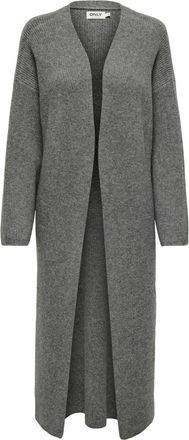 Only Damen ONLALPHA LS Maxi Cardigan KNT Strickjacke, Medium Grey Melange, XL