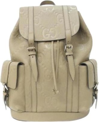 Gucci unisex, Pre-owned, Beige, Taille: ONE Size Sac &agrave; dos en cuir GG Vintage Pre-owned