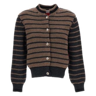 Barrie Cardigan Court &agrave; Rayures - Femme - Pulls - Multicolore - Taille: 40 FR