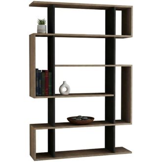Dmora B&uuml;cherregal Adhara, B&uuml;roregal, Mobiler Buchhalter, B&uuml;cherbrett, 110x26h161 cm, Eiche und Anthrazit, mit verst&auml;rkter Verpackung - Dmora