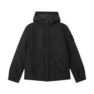 Stone Island Homme, Manteaux, Noir, Taille: 2XL Parka courte en micro-twill