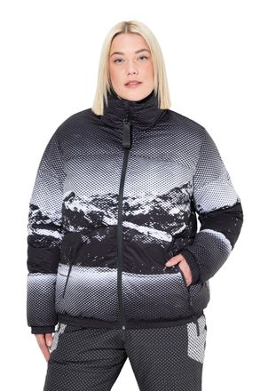 Ulla Popken Damen große Größen Übergrößen Plus Size HYPRAR Performance-Pufferjacke, wasserdicht, Stehkragen schwarz 54+ 831671100-54+