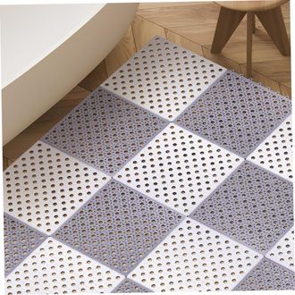 Cabilock 4st&uuml;cke Schnelltrocknende Badematte Mit L&ouml;chern F&uuml;r Abfluss Weiche Und rutschfeste Matte F&uuml;r Badezimmer Und Au&szlig;enbereich Einfach Zu Reinigen Pflegen