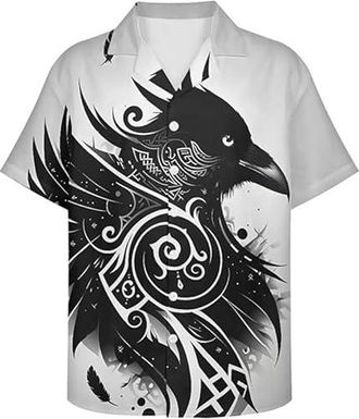 Keephen Viking Chemise Hawaiienne Femmes Hommes Viking Tatouage Impression 3D Chemise &agrave; Boutons Casual &Eacute;t&eacute; Chemisier Col &agrave; Revers Chemises