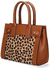 Gave Lux Sac &agrave; main pour femme en cuir v&eacute;ritable fabriqu&eacute; en Italie 8,5 x 11,5 x 4 cm GLX228111023FBG, Cuir et l&eacute;opard et multicolore, Taille unique