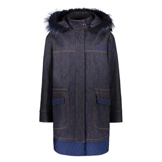 Fendi Denimjacke mit Fuchspelzbesatz - - Coats - Damen - Blau - S