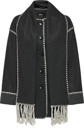 Only Damen ONLELBA Life Scallop Edge Scarf Coat OTW Mantel, Grau, XL