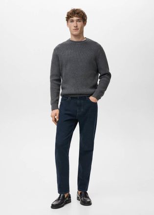 Mango Jean Ben cropped tapered-fit bleu fonc&eacute; intense - Homme - 38 - MANGO MAN