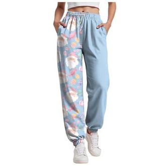 Generic Pantalon de Noël confortable pour femme, jogging élastique taille haute avec imprimé festif, pantalon de survêtement ample avec cordon de serrage pour