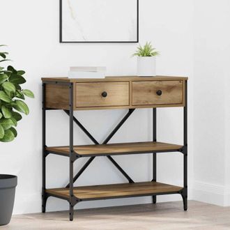 vidaXL Table console avec tiroir ch&ecirc;ne artisanal Bois ding&eacute;nierie Vidaxl