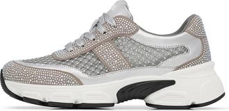 Loriblu Femme, Chaussures, Gris, Taille: 40 EU Baskets en vitello argento avec des cristaux ton sur ton