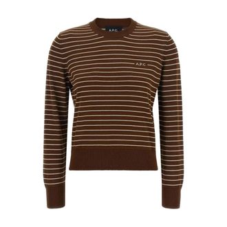 A.P.C. Gestreifter Pullover mit Rundhalsausschnitt - - Knitwear - Damen - Beige - S