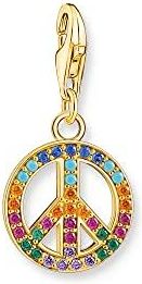 Thomas Sabo Breloque Peace 1898-488-7 en argent sterling 925 plaqué or jaune 750 et pierre arc-en-ciel 26 x 13 mm, taille unique, Argent sterling, Zircone cubique