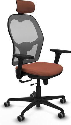 Piqueras y Crespo Ergonomischer Computerstuhl mit 3D-Armen, h&ouml;henverstellbare Lendenwirbelst&uuml;tze und h&ouml;henverstellbares Kopfteil, Grau/Braun