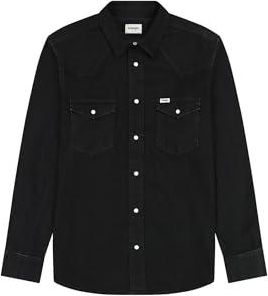 Wrangler Western Shirt, Rinse Black, L Hommes
