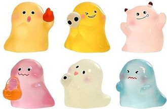 Generic Figurine fant&ocirc;me dHalloween - D&eacute;coration lumineuse en r&eacute;sine, d&eacute;coration de bureau mignonne, accessoire de table durable, d&eacute;coration d&eacute;tag&egrave;re effrayan