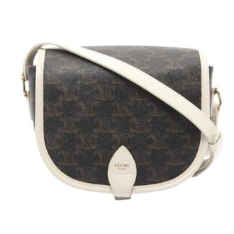 Celine Pre-owned Folco Medium PVC Coated Canvas Leather Shoulder Bag - Femme - Pre-owned - Brun - Taille: ONE Size