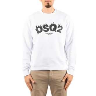 Dsquared2 Homme, Sweatshirts et sweats &agrave; capuche, Blanc, Taille: 2XL SweaT-shirt Cool Fit