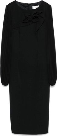 Nissa Midikleid mit Blumenapplikation - Schwarz