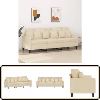 vidaXL 3-Sitzer-Sofa Creme 180 cm Stoff - 3-Sitzer Sofa - Cremefarbenes Sofa - Wohnzimmersofa - Gemütliches Sofa - Modernes Sofa