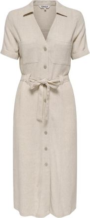 Only Only, Femme, Robes, Beige, Taille: 38 FR Robe Chemise EN LIN Moonbeam Beige