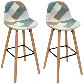 Toilinux Toilinux - Lot de 2 Tabourets de bar Patchwork