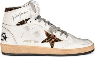 Golden Goose Low-Top Sneaker - White High-Top Sneakers With Leopard Print Accents - Gr. 35 (EU) - in Wei&szlig; - f&uuml;r Damen