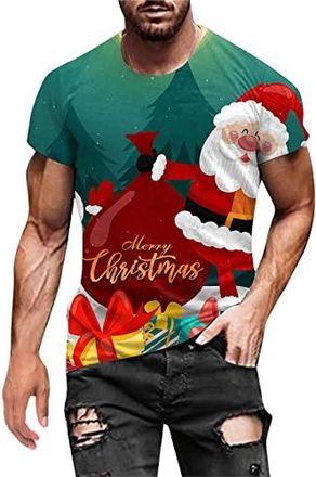 Generic Santa T-shirt de Noël pour homme et femme Merry Christmas Drôle Famille Tenue de Noël surdimensionnée Pull de Noël à manches courtes T-shirt de Noël l