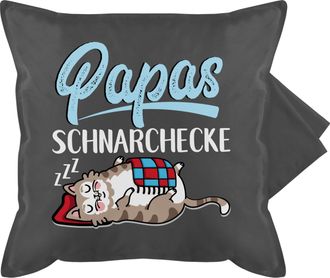 Shirtracer Kissenbezug - Geschenk zum Vatertag - Papas Schnarchecke Katze - weiß/blau - 50 x 50 cm - Grau - papakissen spruchkissen Papa Vatertagsgeschenk Vater 