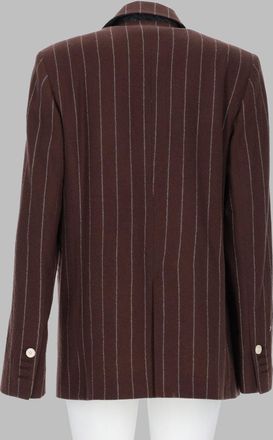 Alysi Striped Virgin Wool Blazer - Brown