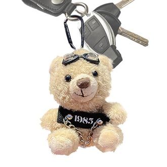 Generic Breloque sac &agrave; ours, porte-cl&eacute;s ours | Ours rempli avec breloque de sac en verre - Breloque de poche d&eacute;corative, porte-cl&eacute;s en peluche ornement &agrave; coll