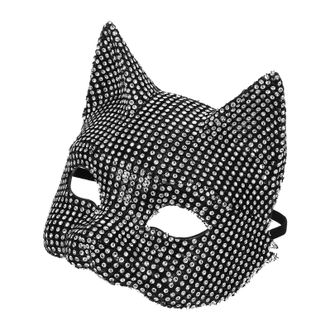 Pretyzoom Glitzernde Katzenmaske mit Strass Steinen Einheitsgr&ouml;&szlig;e Halbe Gesicht Maske f&uuml;r Damen als Party Accessoire Cosplay Kost&uuml;m und Maskenball Dekoration