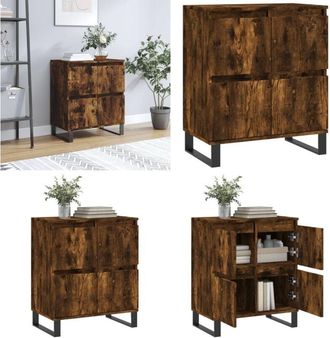 vidaXL Buffet Chêne fumé 60x35x70 cm Bois dingénierie - Buffet - Meuble De Rangement - Armoire - Commode - Mobilier - Home & Living