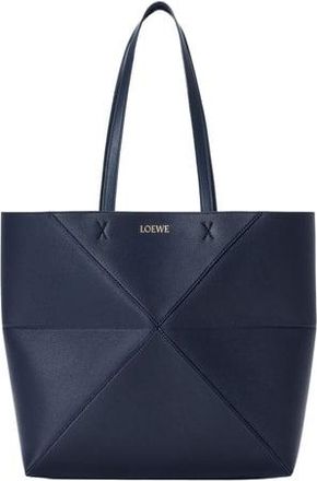Loewe Puzzle Fold tote horizontal moyen en cuir de veau grain&eacute; souple