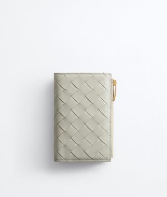 Bottega Veneta Portefeuille &agrave; deux volets Intrecciato moyen format - Gris - Femme - Unisex