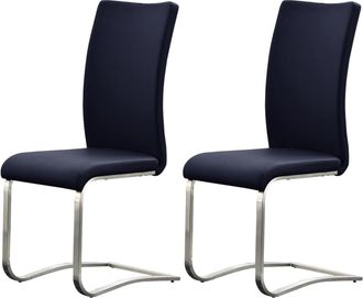 M&ouml;belando Schwingstuhl Stuhl Schwinger Esszimmerstuhl Freischwinger Echtleder Muvo II (2er Set) (Nachtblau)