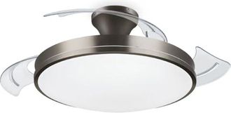 Philips Plaf&oacute;n LED y Ventilador de Techo Retr&aacute;ctil N&iacute;quel Con Mando a Distancia