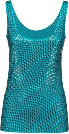 Pinko Pinko, Femme, Tops, Vert, Taille: 36 FR D&eacute;bardeur Enti&egrave;rement Orn&eacute; de Strass