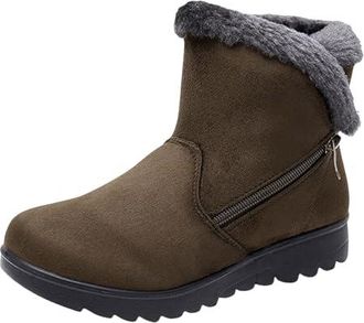 Generic Bottes dhiver en fausse fourrure pour femme - Bout rond - &Eacute;l&eacute;gantes - Thermiques - Confortables - &Agrave; enfiler - Bottines de neige - Pour le sport et la 