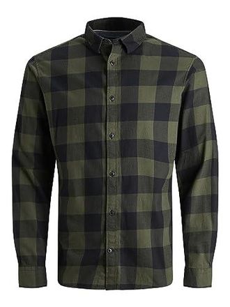 Jack & Jones Jack & Jones JJEGINGHAM T-Shirt en serg&eacute; pour Homme L/S Noos 12181602, Olive poussi&eacute;reuse/Coupe : Slim fit, XXL
