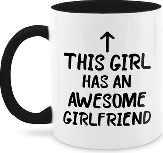 Shirtracer Tasse Tassen 325ml - Valentinstag Partner Freund & Freundin - This Girl has an awesome Girlfriend Pärchen Geschenk Lesben Lesbian Relationship Lesben 