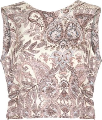 SoAllure Femme, Tops, Multicolore, Taille: 46 FR Top Crop en Raso di Viscosa Motivo Paisley