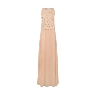 Forte_Forte Robe Popeline Brod&eacute;e avec Jupe Georgette - Femme - Robes - Beige - Taille: 42 FR