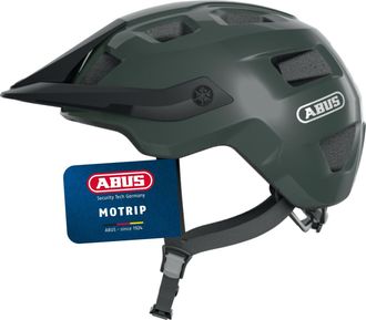 ABUS MTB-Helm MoTrip - robuster Fahrradhelm mit höhenverstellbarem Schirm für Mountainbiker - individuelle Passform - Unisex - Grün Glänzend, S
