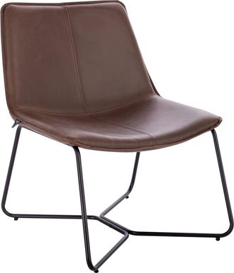 SVITA Ron Loungesessel Cocktailsessel Clubsessel ohne Armlehnen Metall-Gestell Leder-Optik Braun