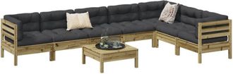vidaXL Vidaxl - Salon de jardin 8 pcs avec coussins bois de pin impr&eacute;gn&eacute;